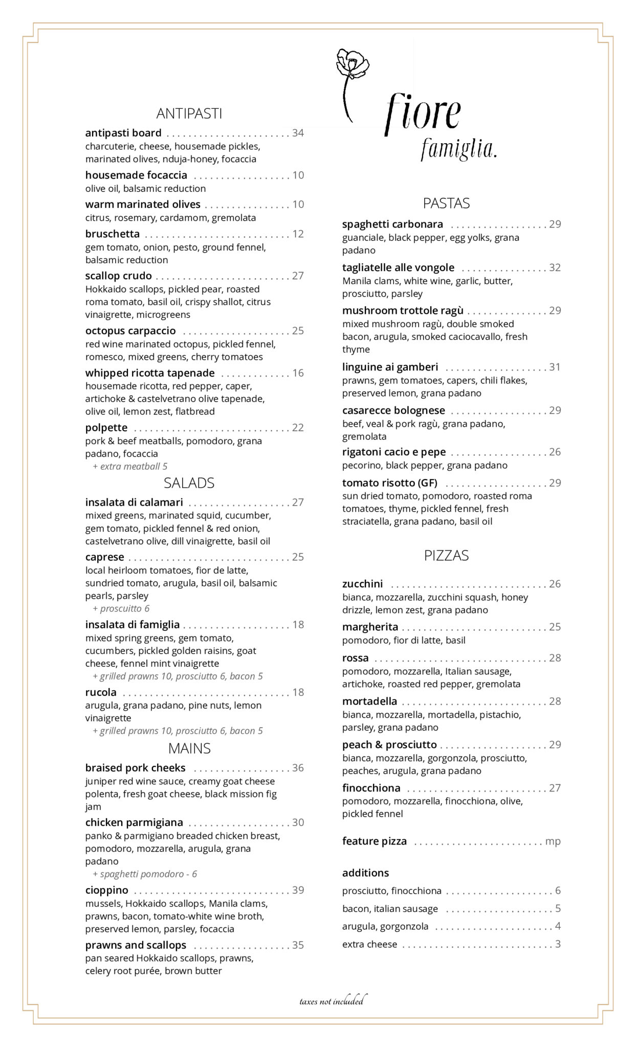 Menus - Fiore Famiglia