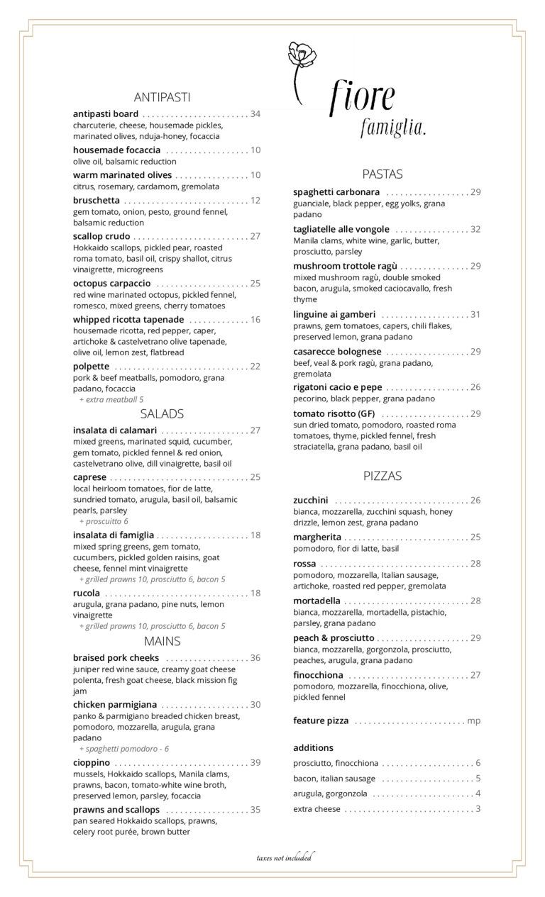 Menus - Fiore Famiglia