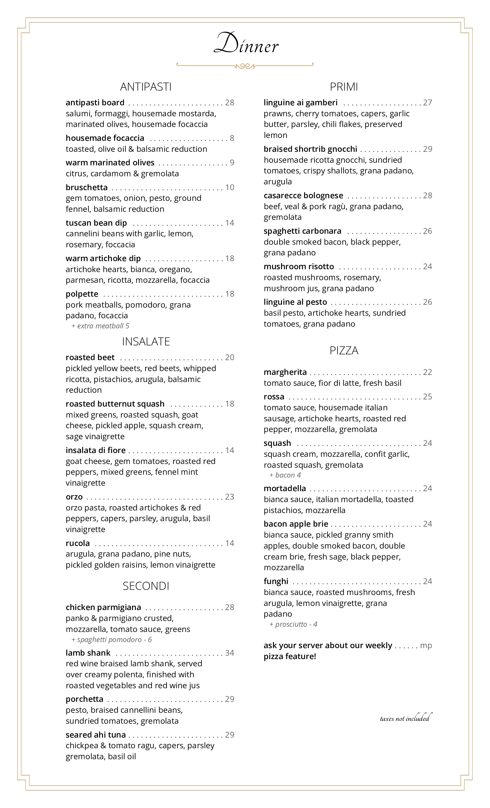 Menus - Fiore Famiglia