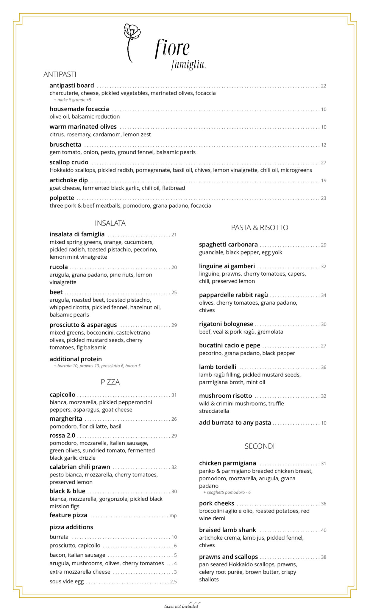 Menus - Fiore Famiglia