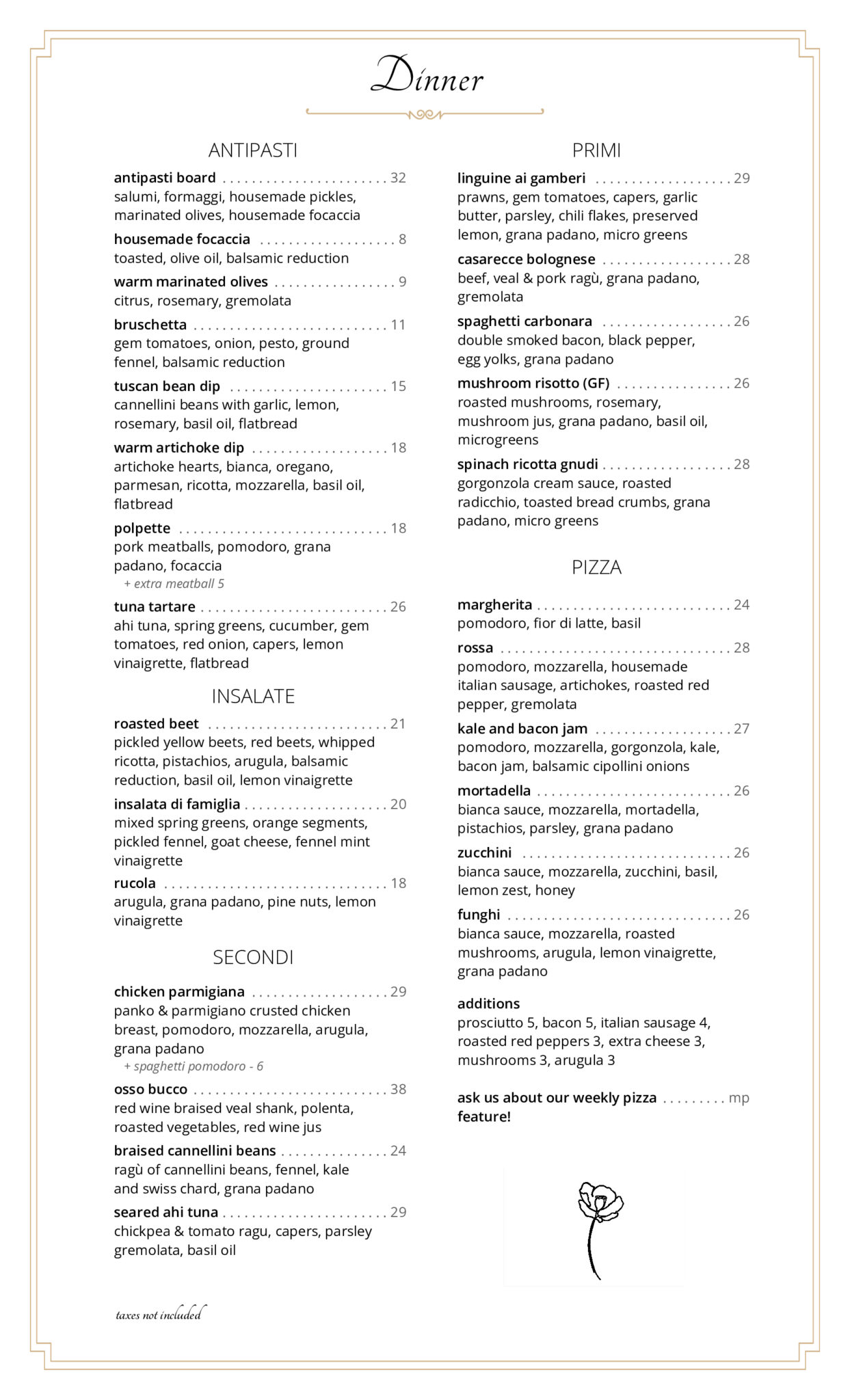 Menus - Fiore Famiglia