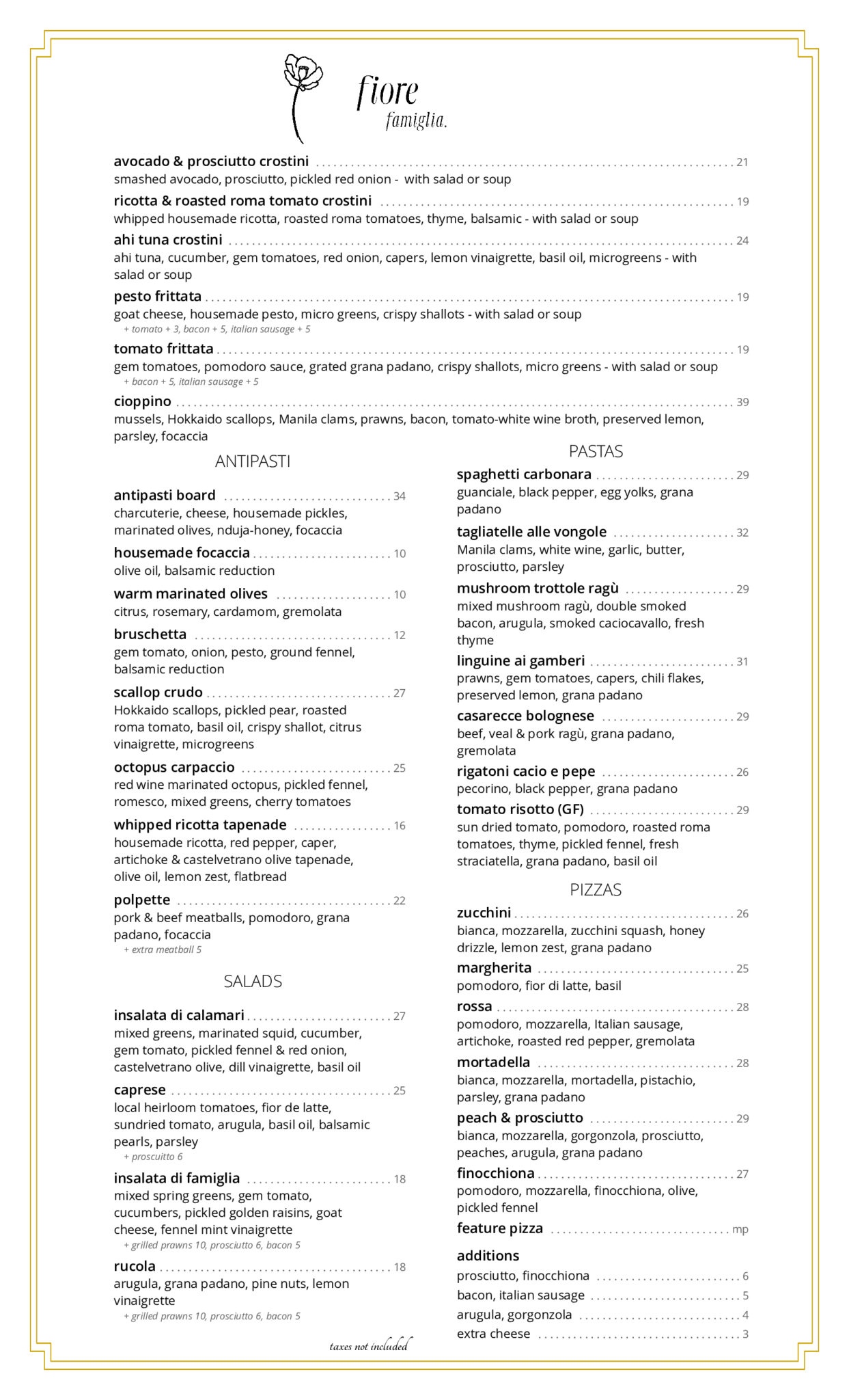 Menus - Fiore Famiglia