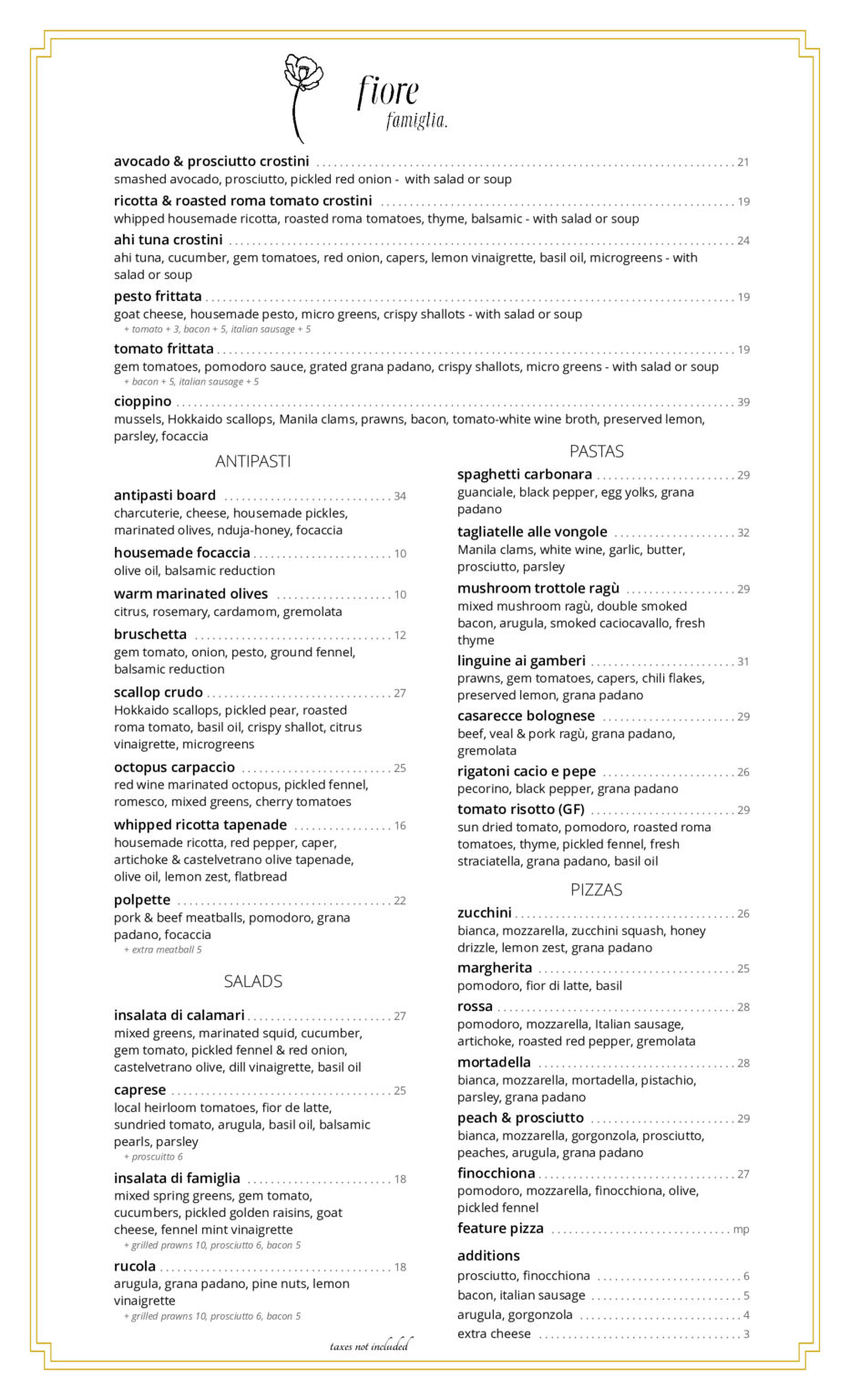 Menus - Fiore Famiglia