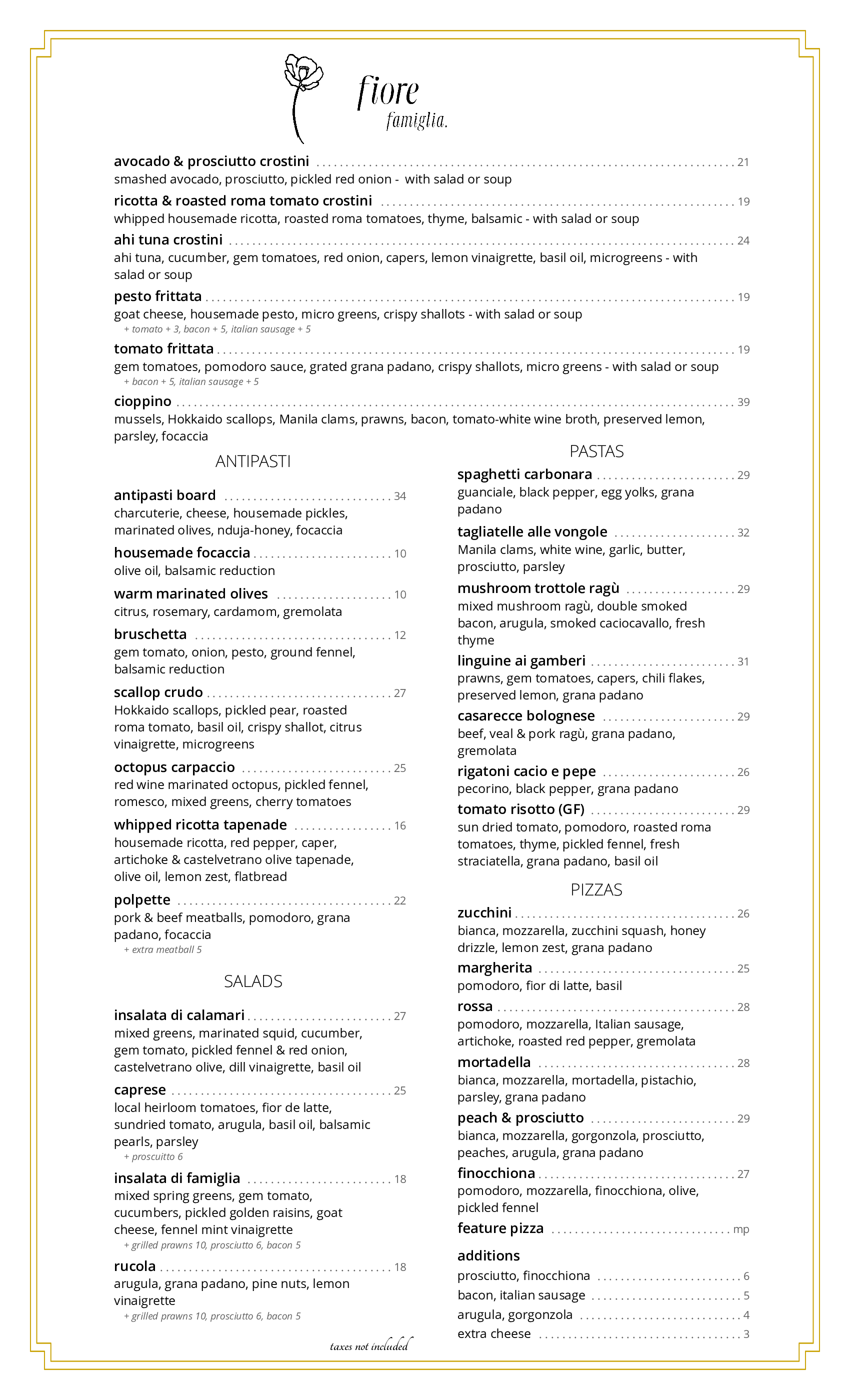 Menus - Fiore Famiglia