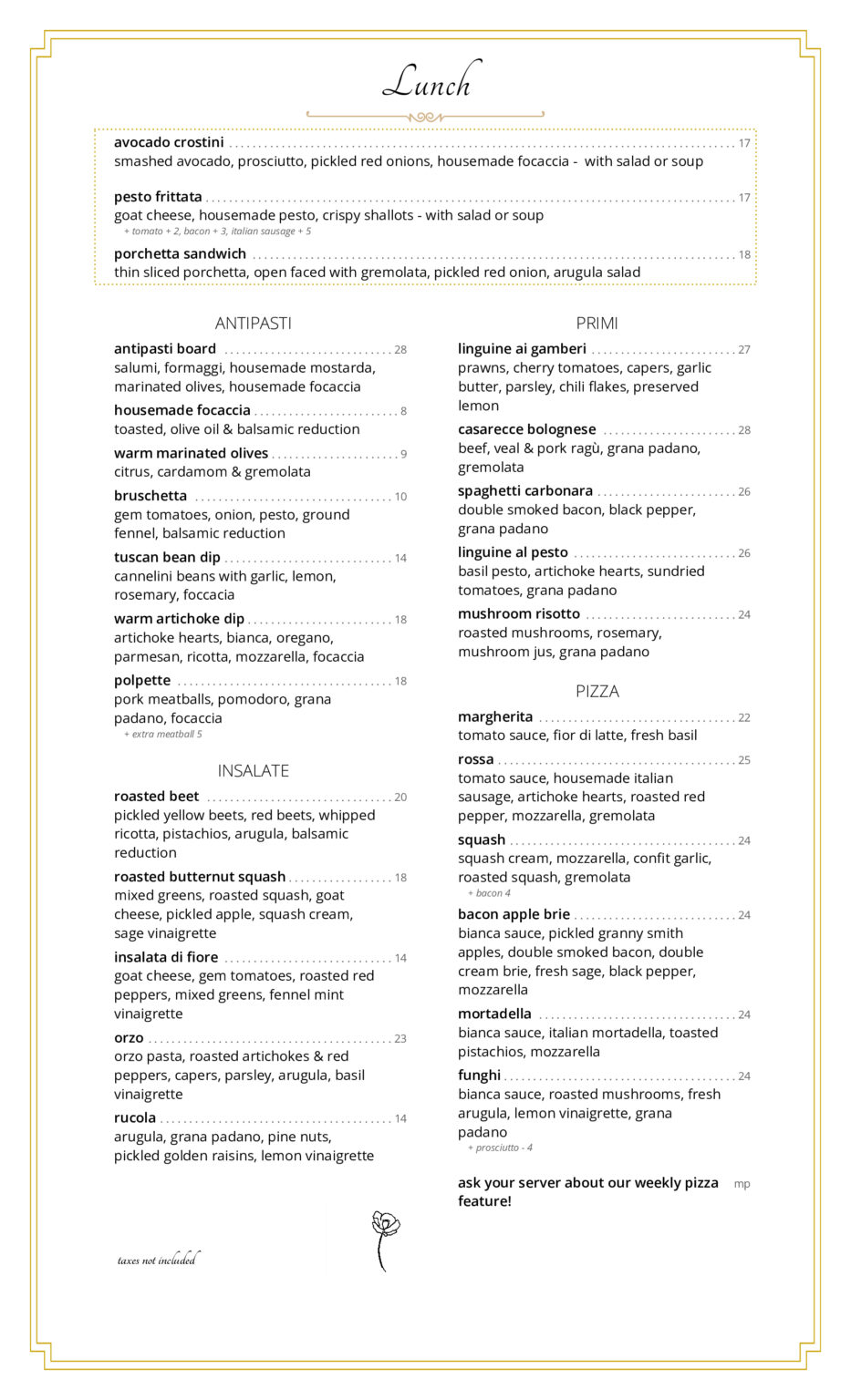 Menus - Fiore Famiglia