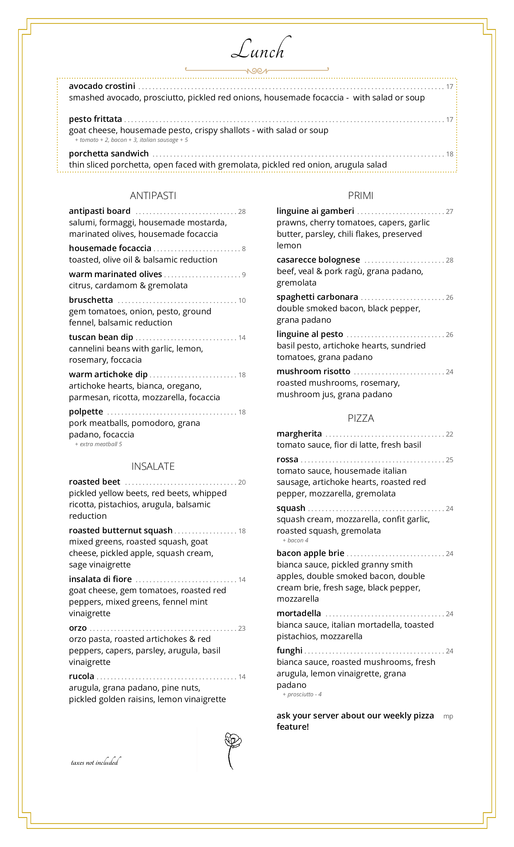 Menus - Fiore Famiglia