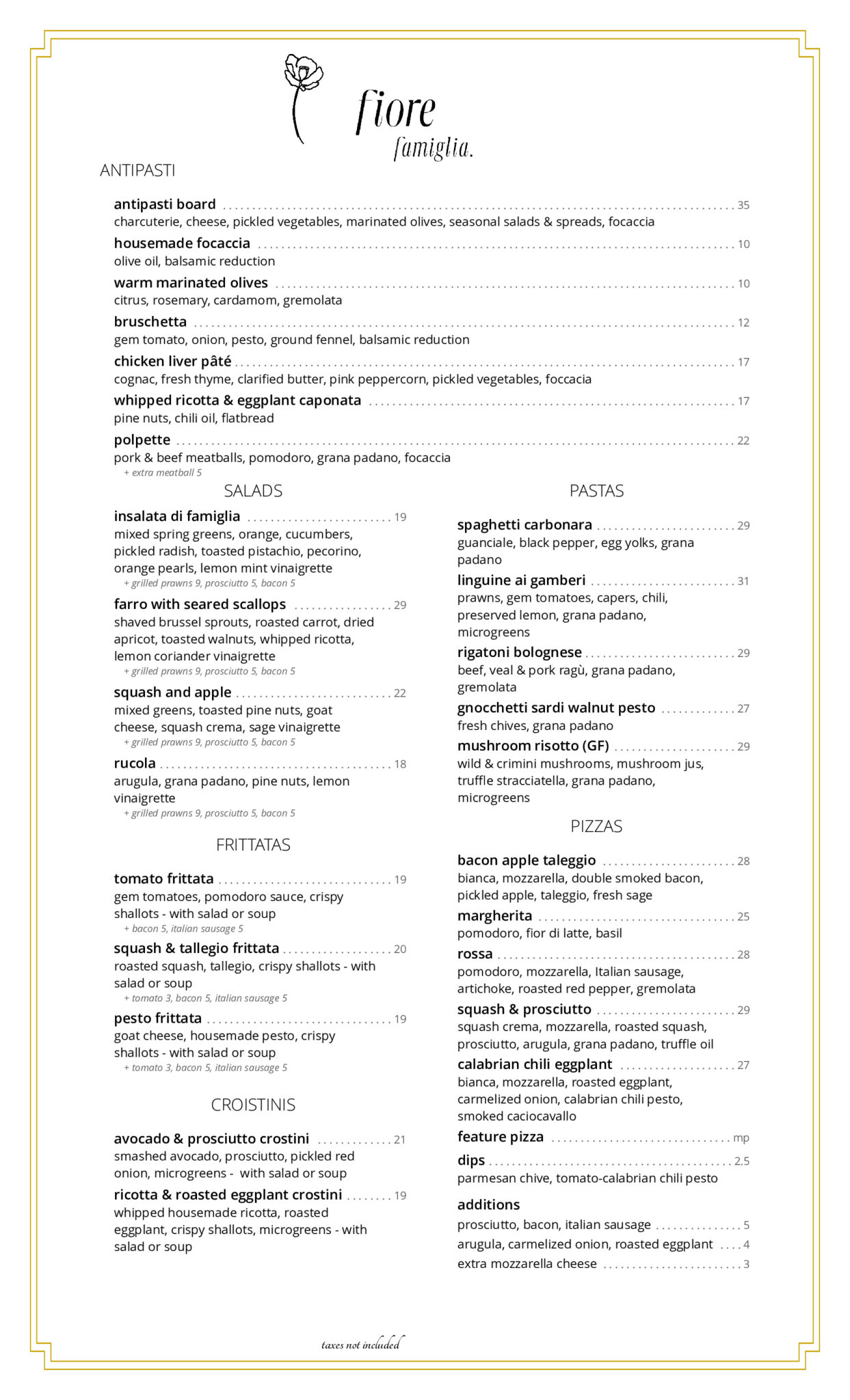 Menus - Fiore Famiglia