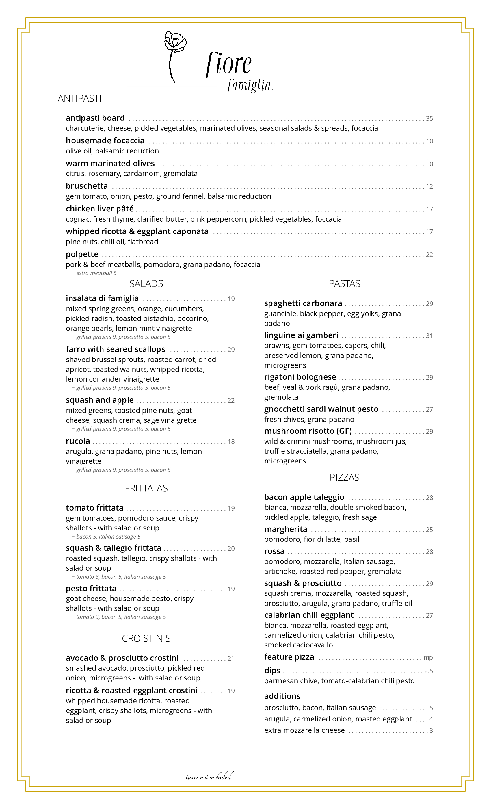 Menus - Fiore Famiglia