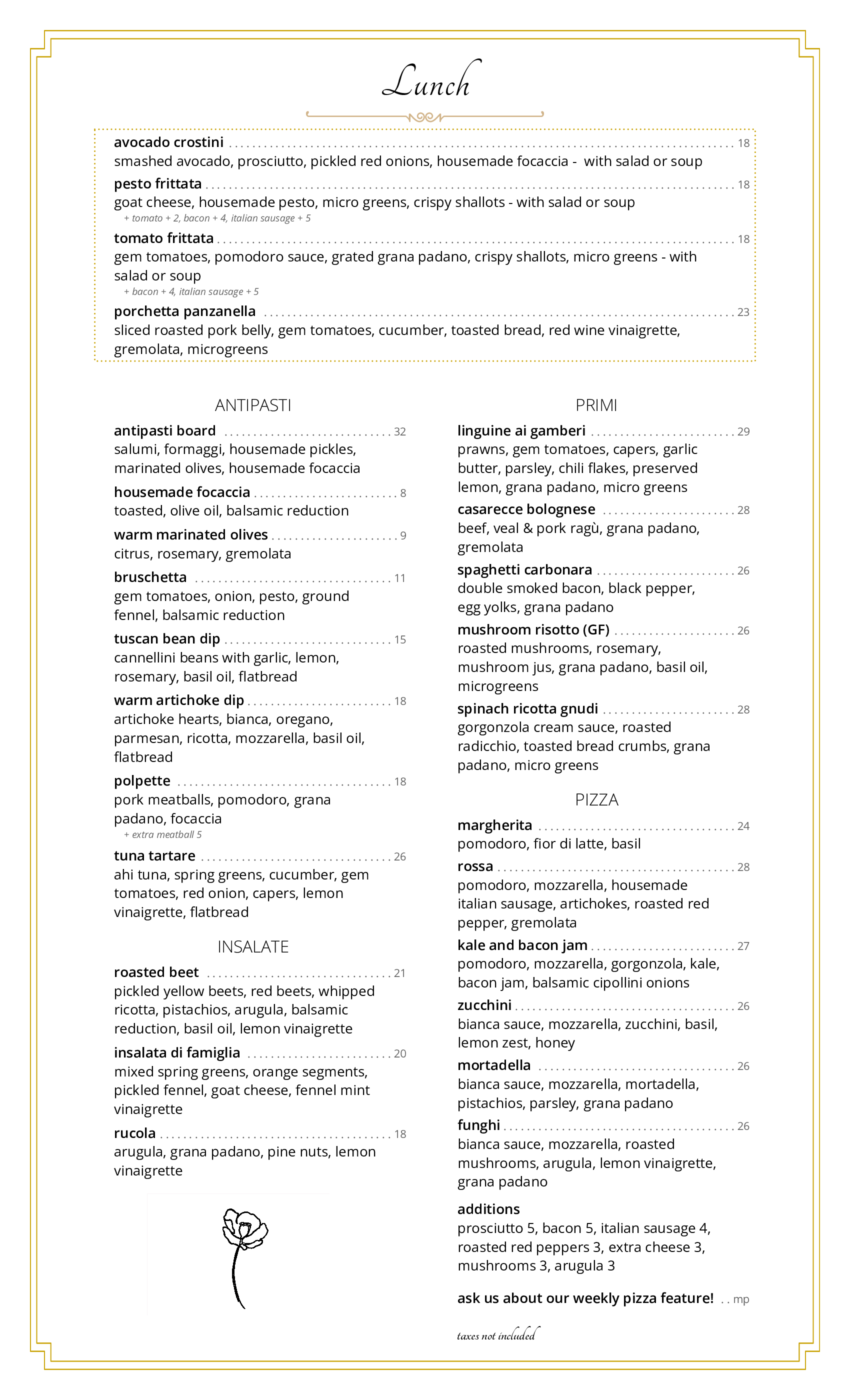 Menus - Fiore Famiglia