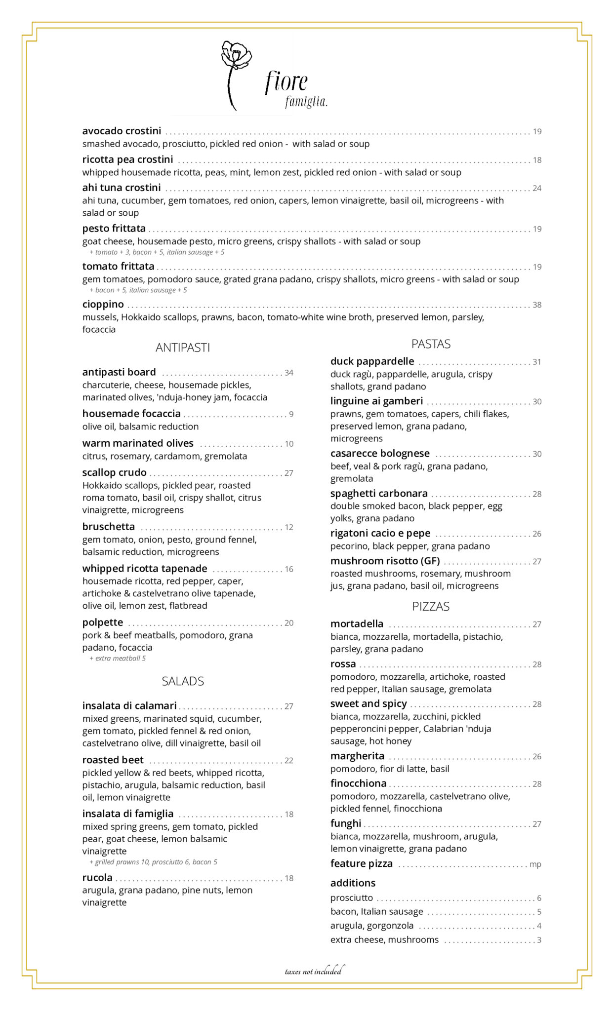 Menus - Fiore Famiglia