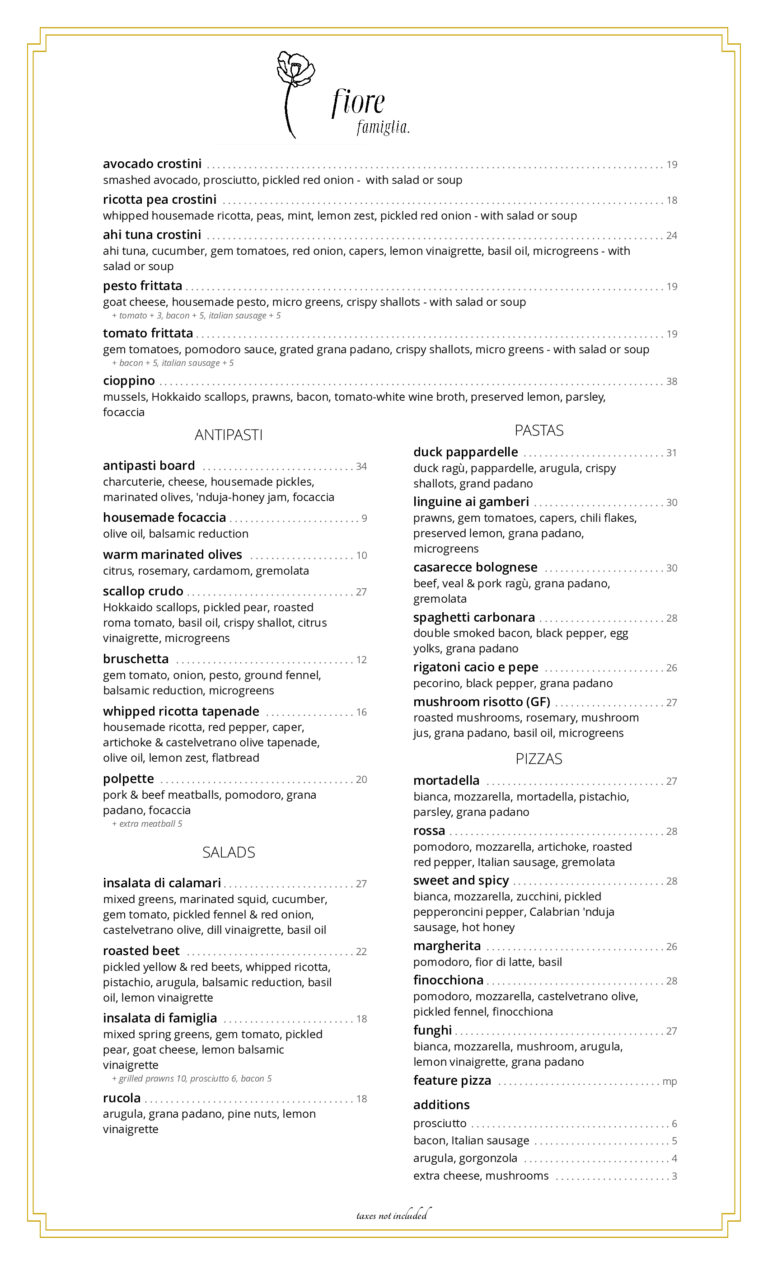 Menus - Fiore Famiglia