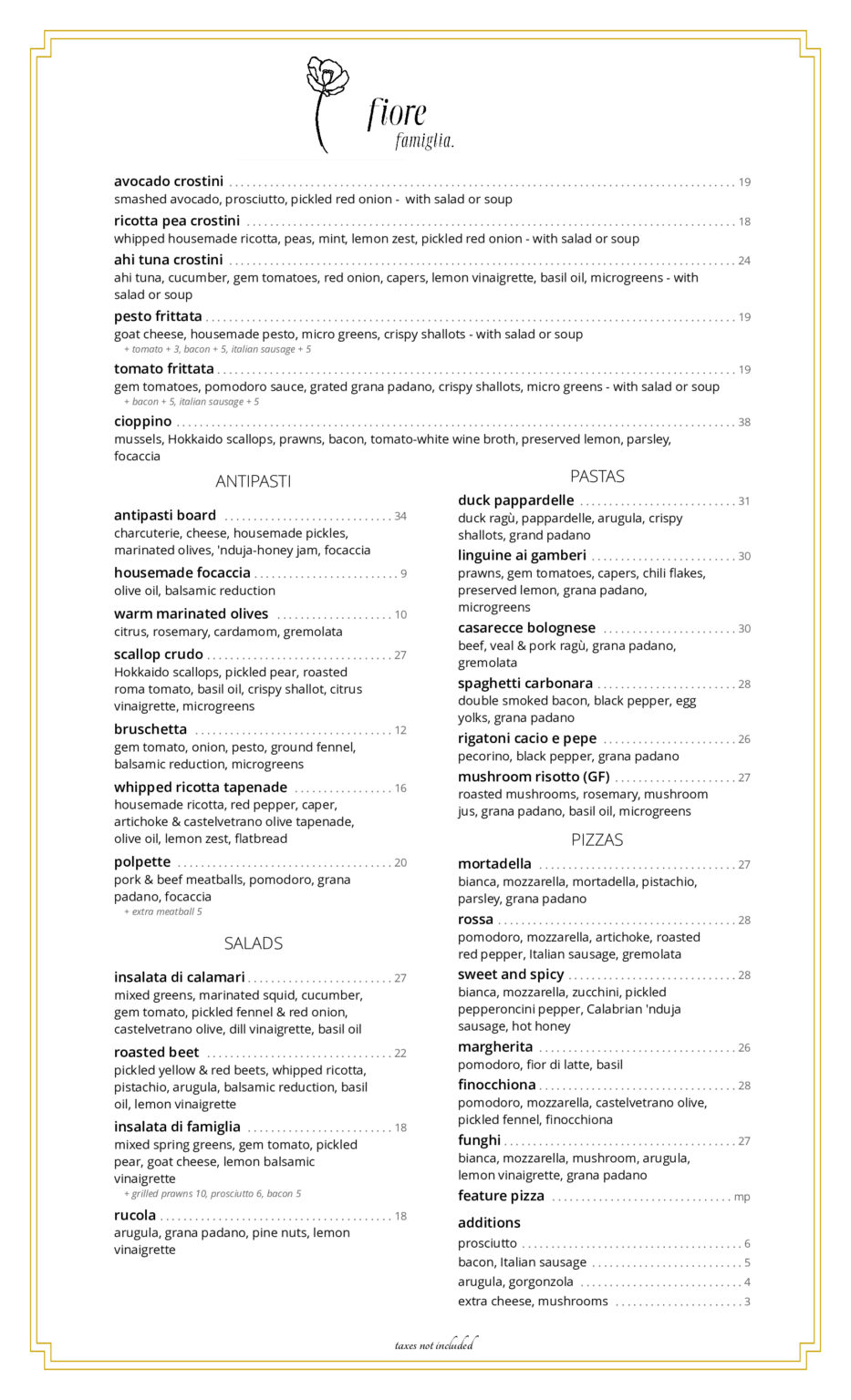 Menus - Fiore Famiglia