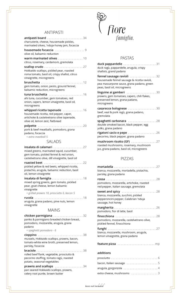 Menus - Fiore Famiglia