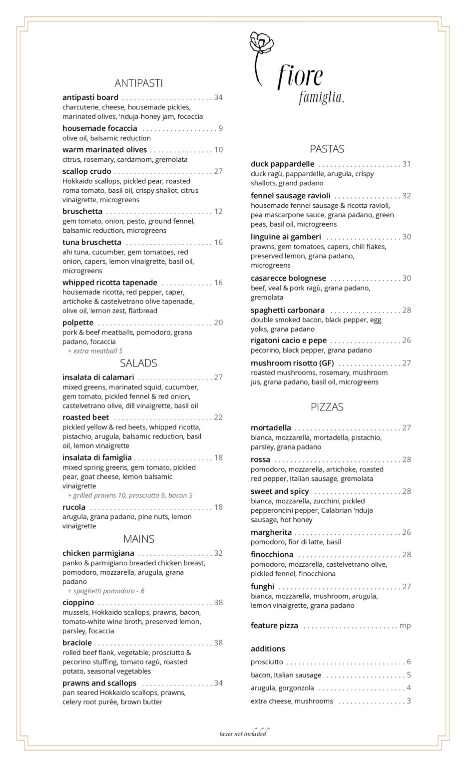 Menus - Fiore Famiglia