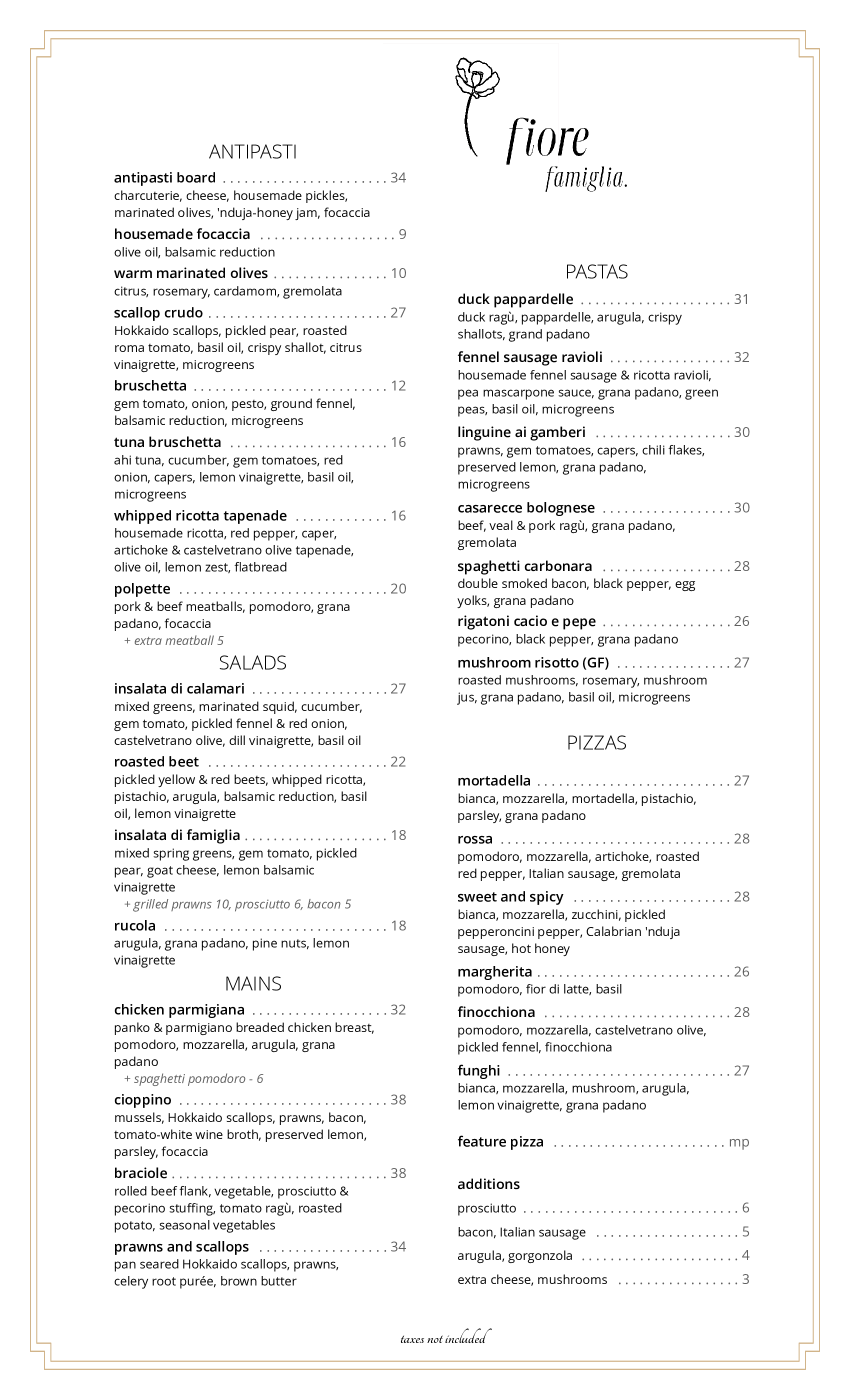 Menus - Fiore Famiglia