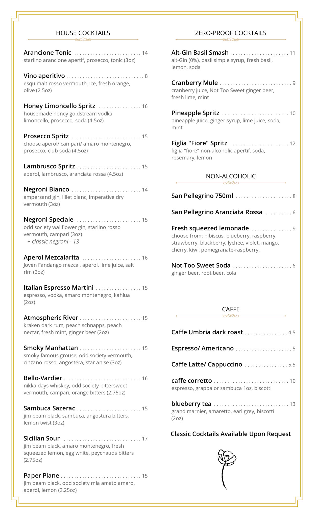 Menus - Fiore Famiglia