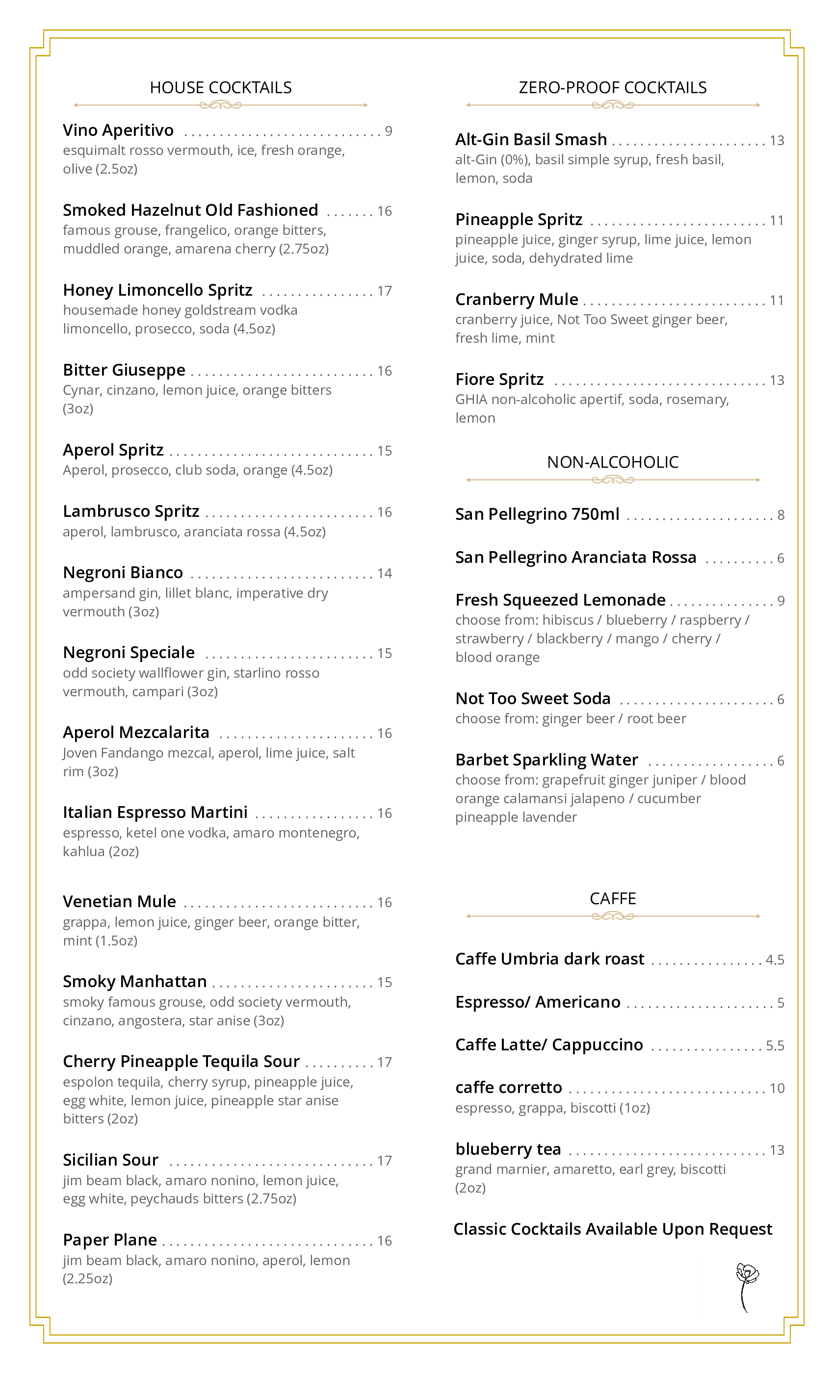 Menus - Fiore Famiglia