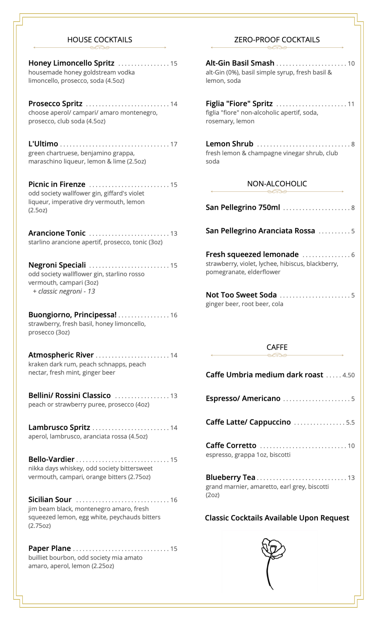 Menus - Fiore Famiglia