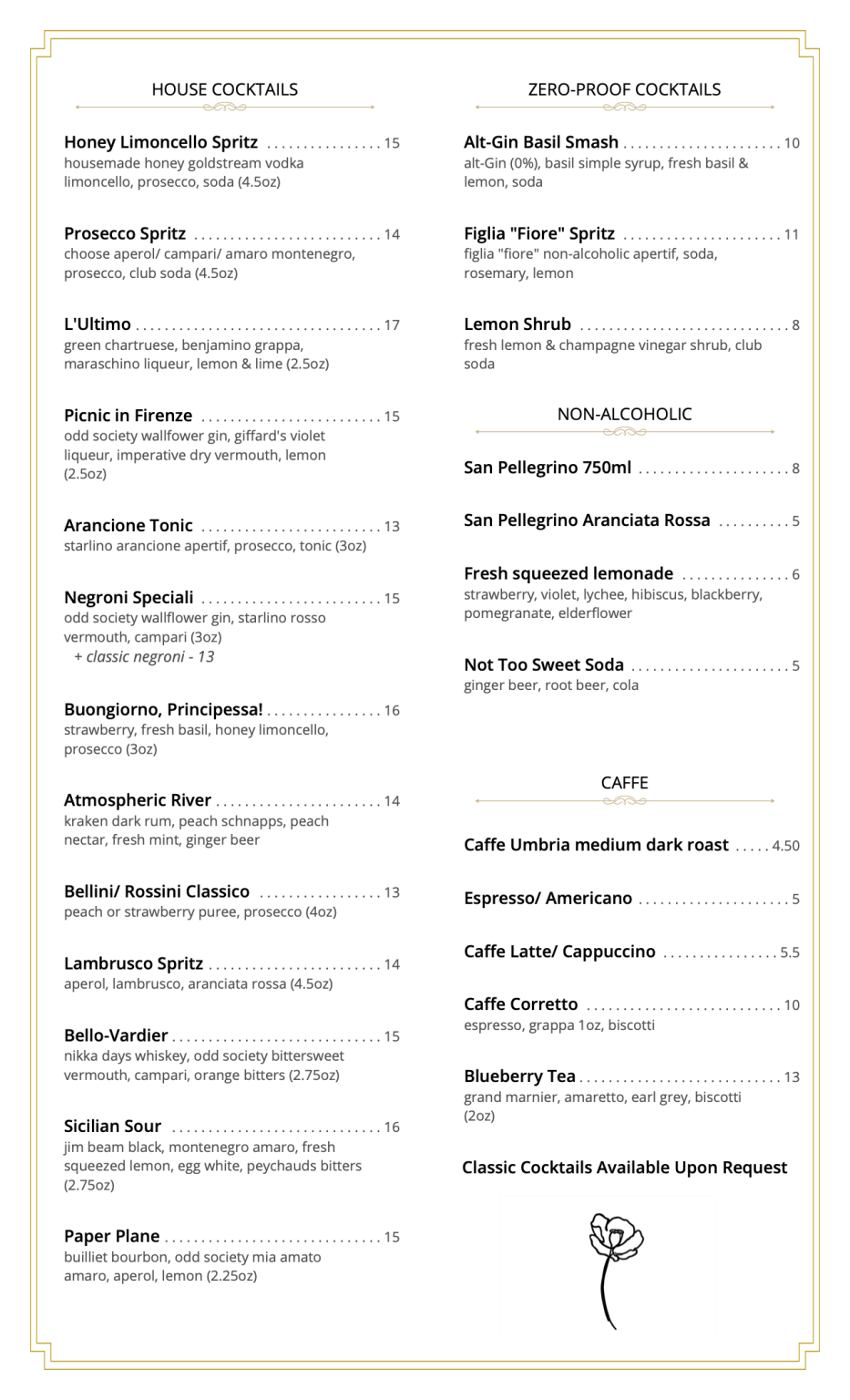 Menus - Fiore Famiglia