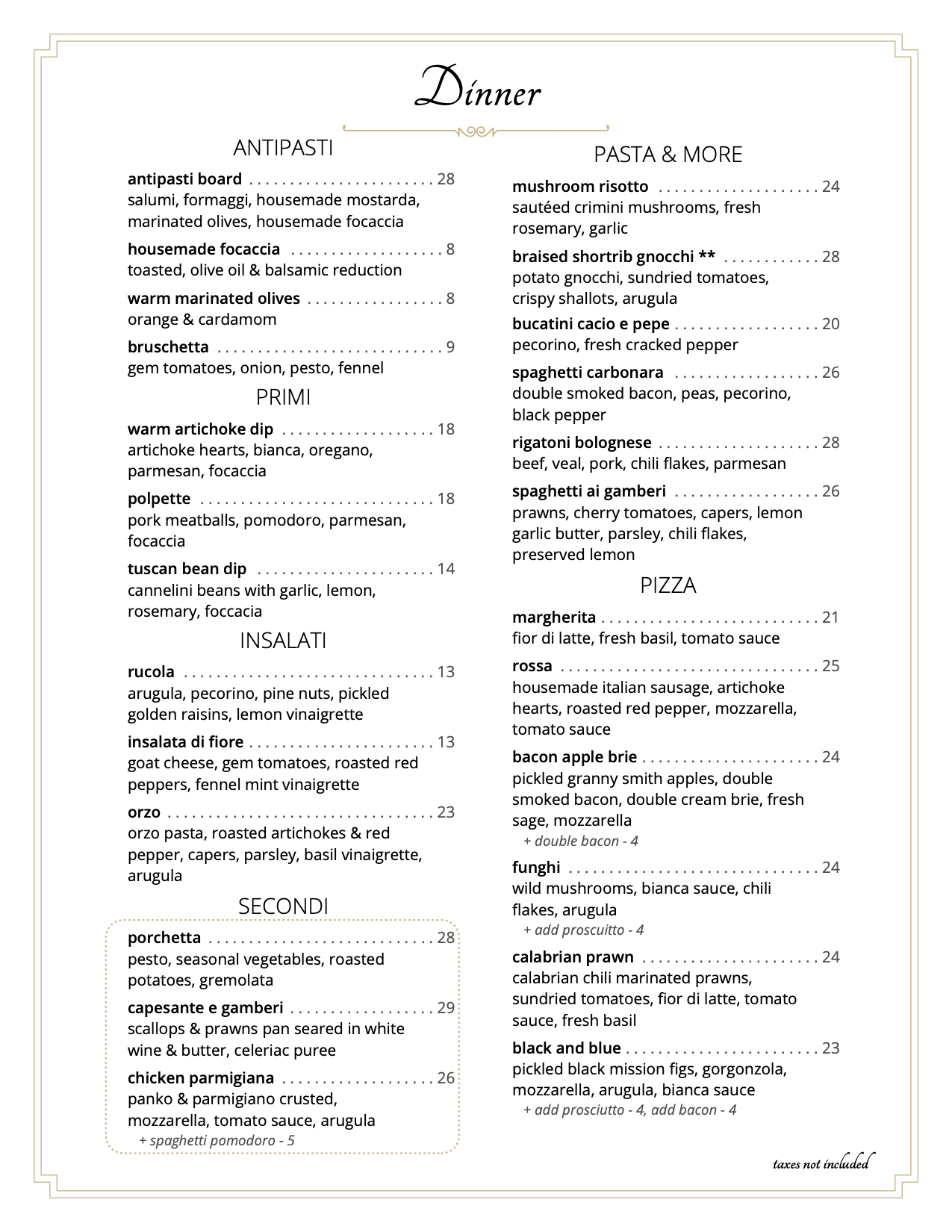 Menus - Fiore Famiglia
