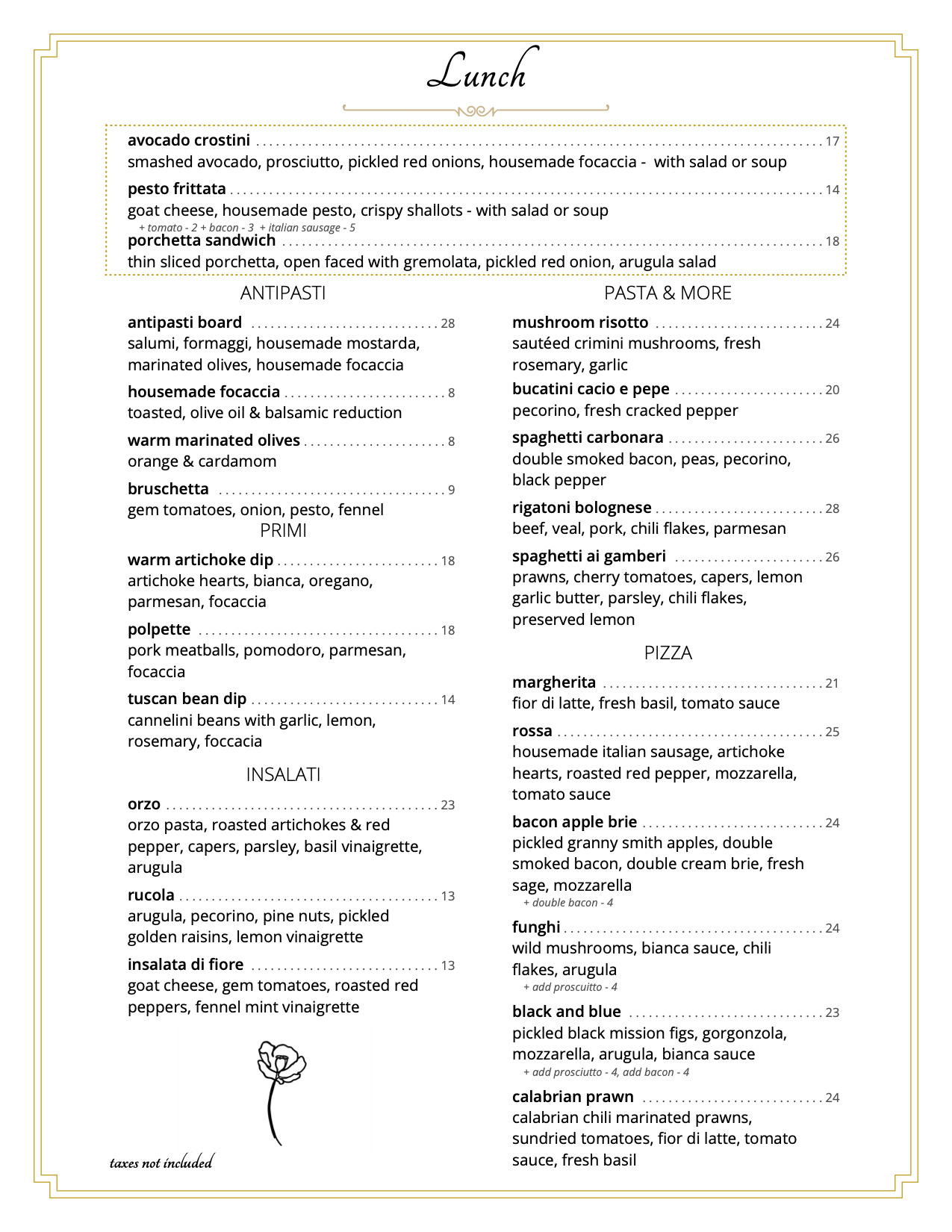 Menus - Fiore Famiglia