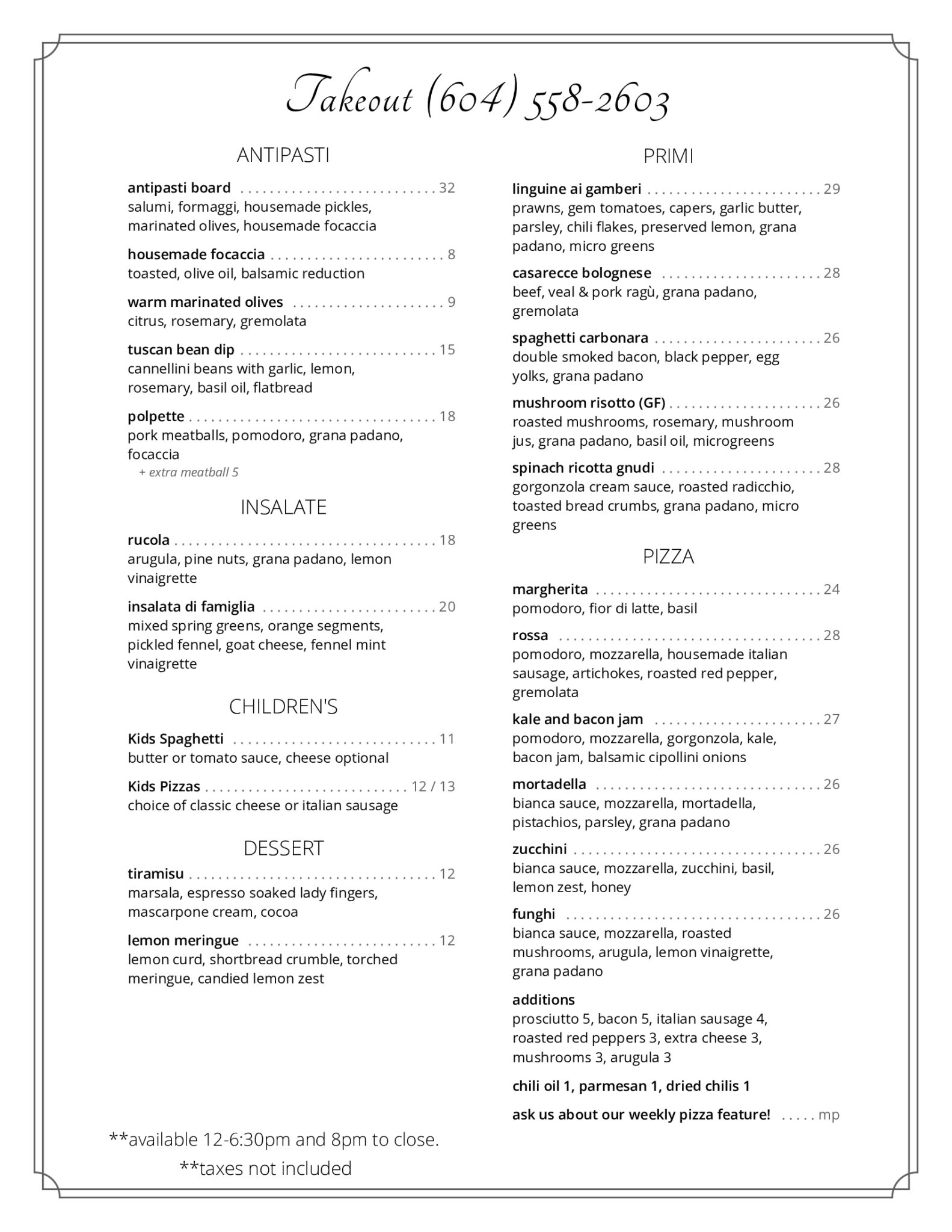 Menus - Fiore Famiglia