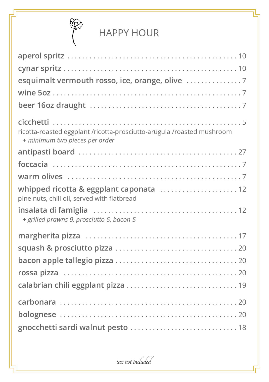 Menus - Fiore Famiglia