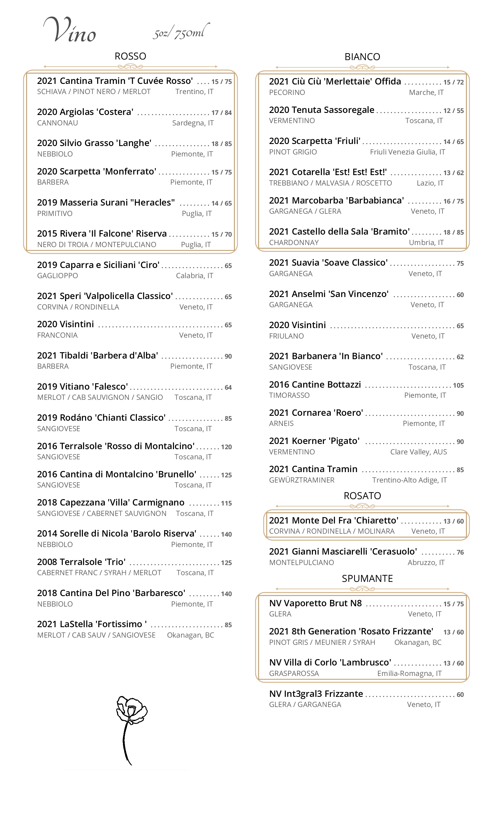 Menus - Fiore Famiglia