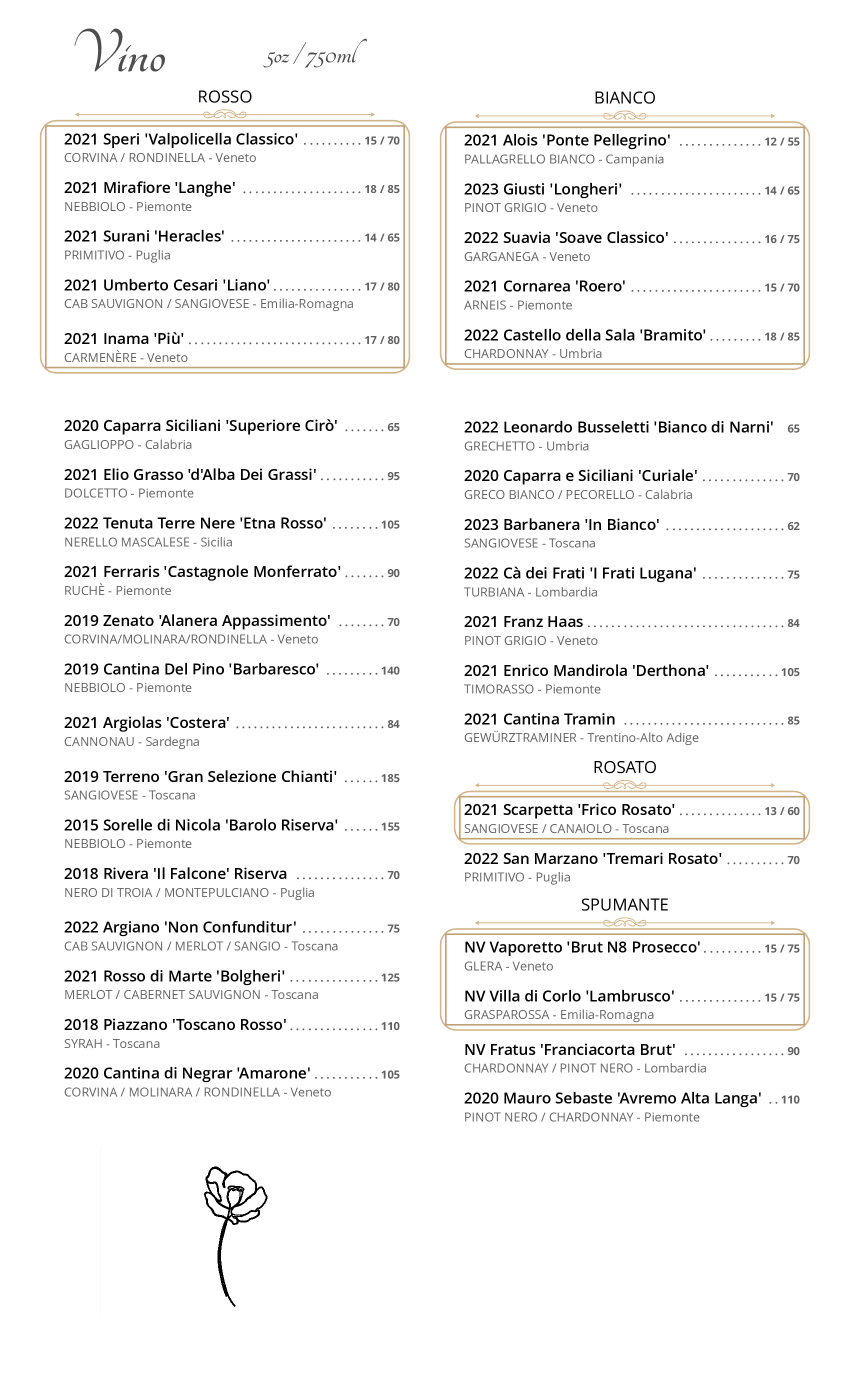 Menus - Fiore Famiglia