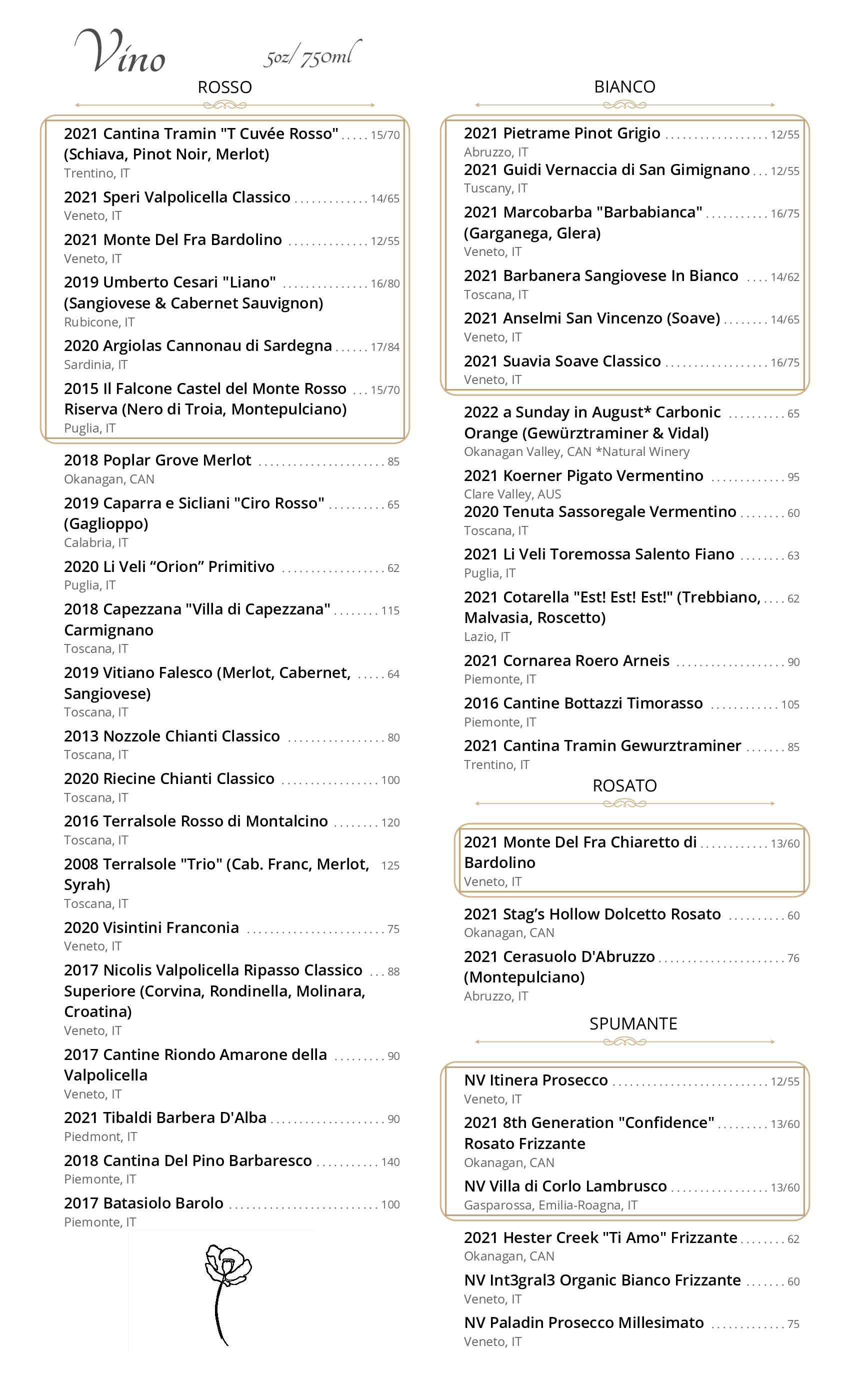 Menus - Fiore Famiglia