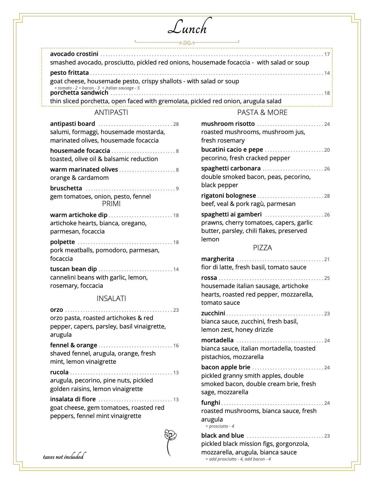 Menus - Fiore Famiglia